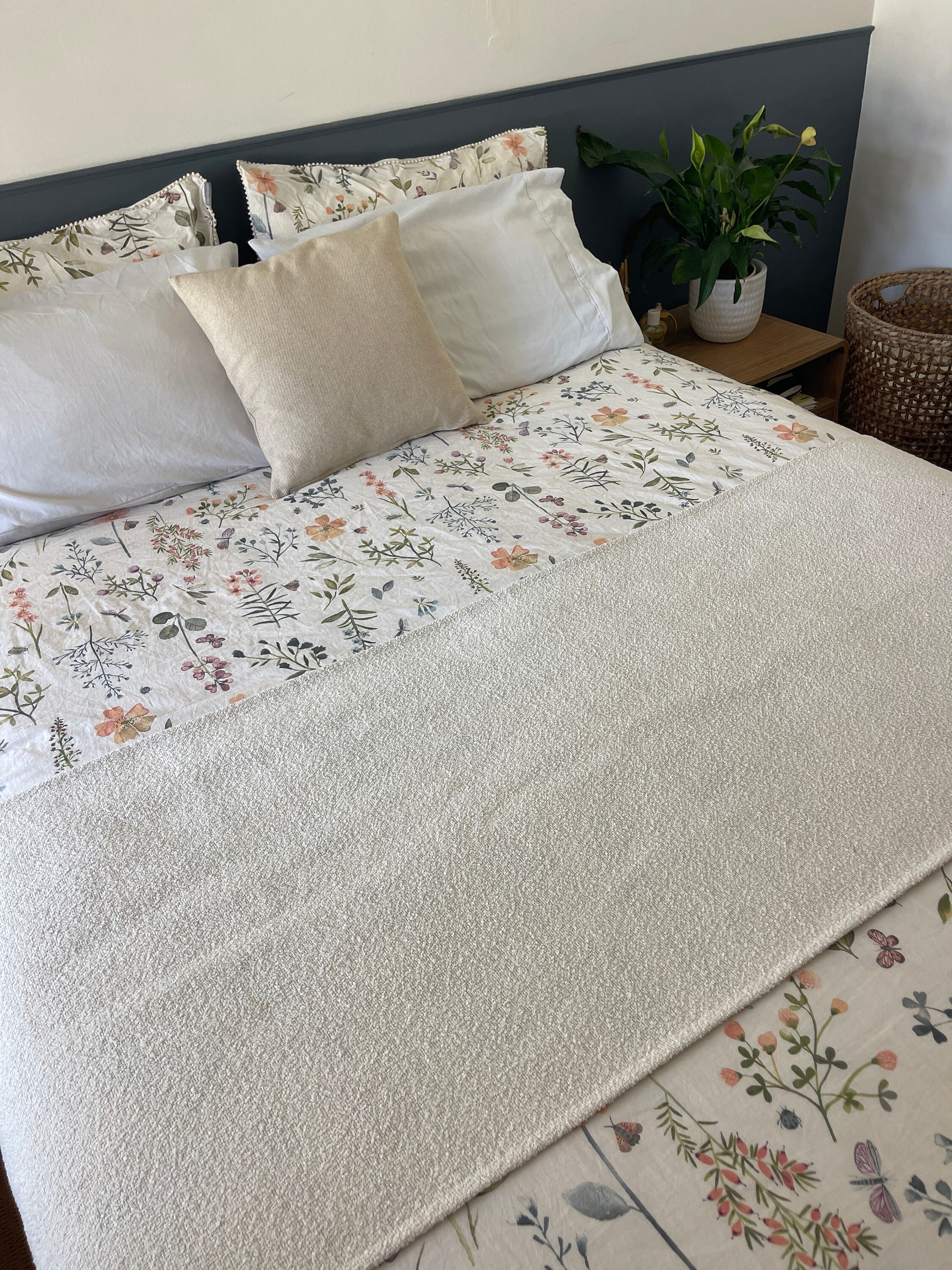 Double Bed Boucle Bed Runner Fibreguard stain Resistant - Etsy