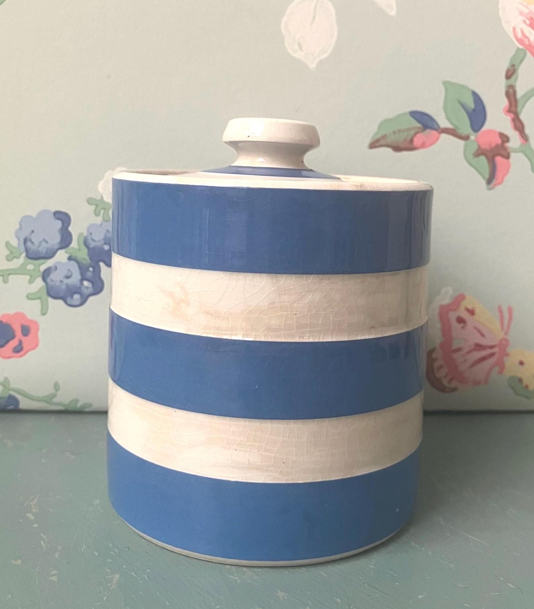 Vintage T.G. Green Cornishware Judith Onions Preserve/honey/mustard Pot With Lid - Etsy