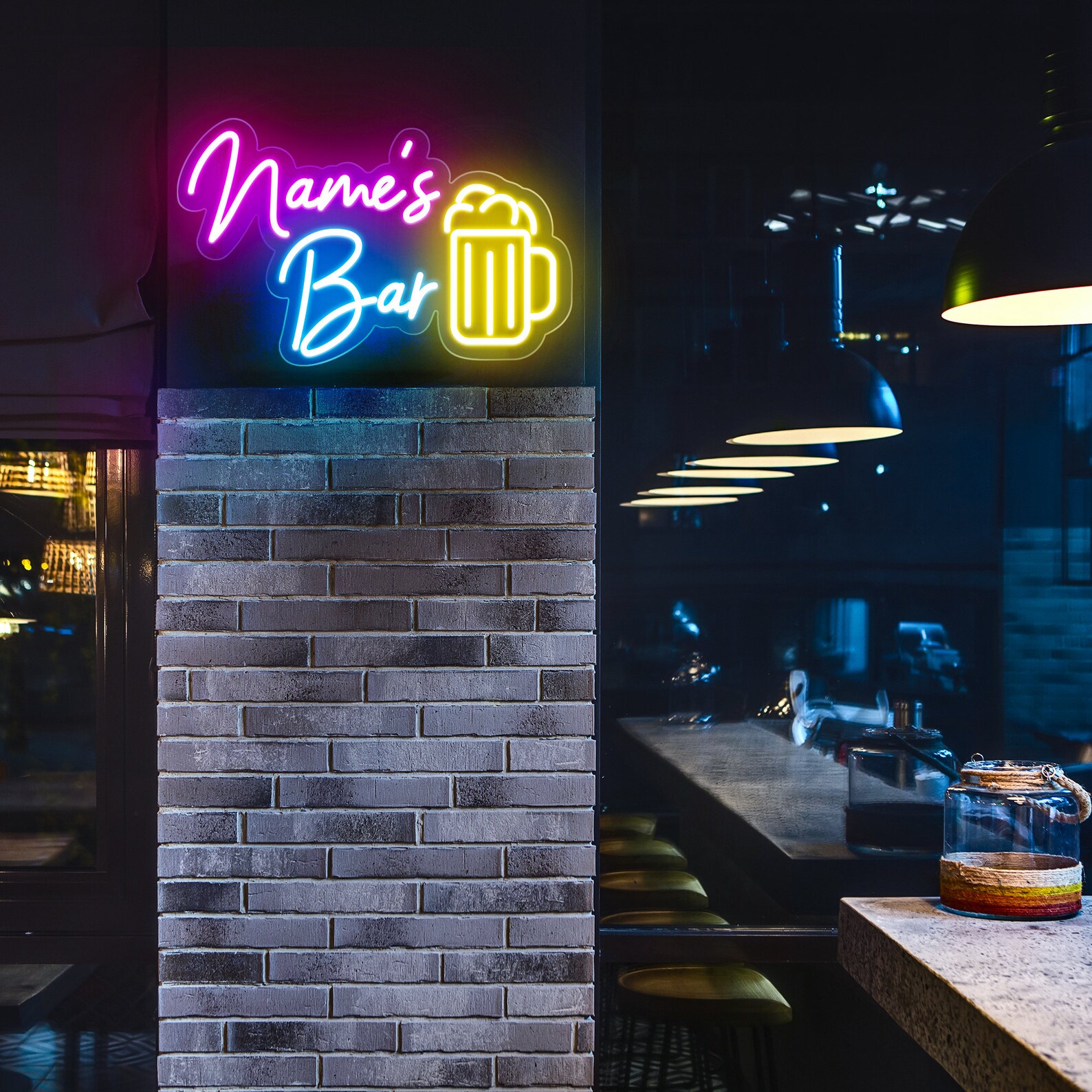 Personalized Your Name Bar Neon Signs Beer Mugs Led Neon Light - Etsy