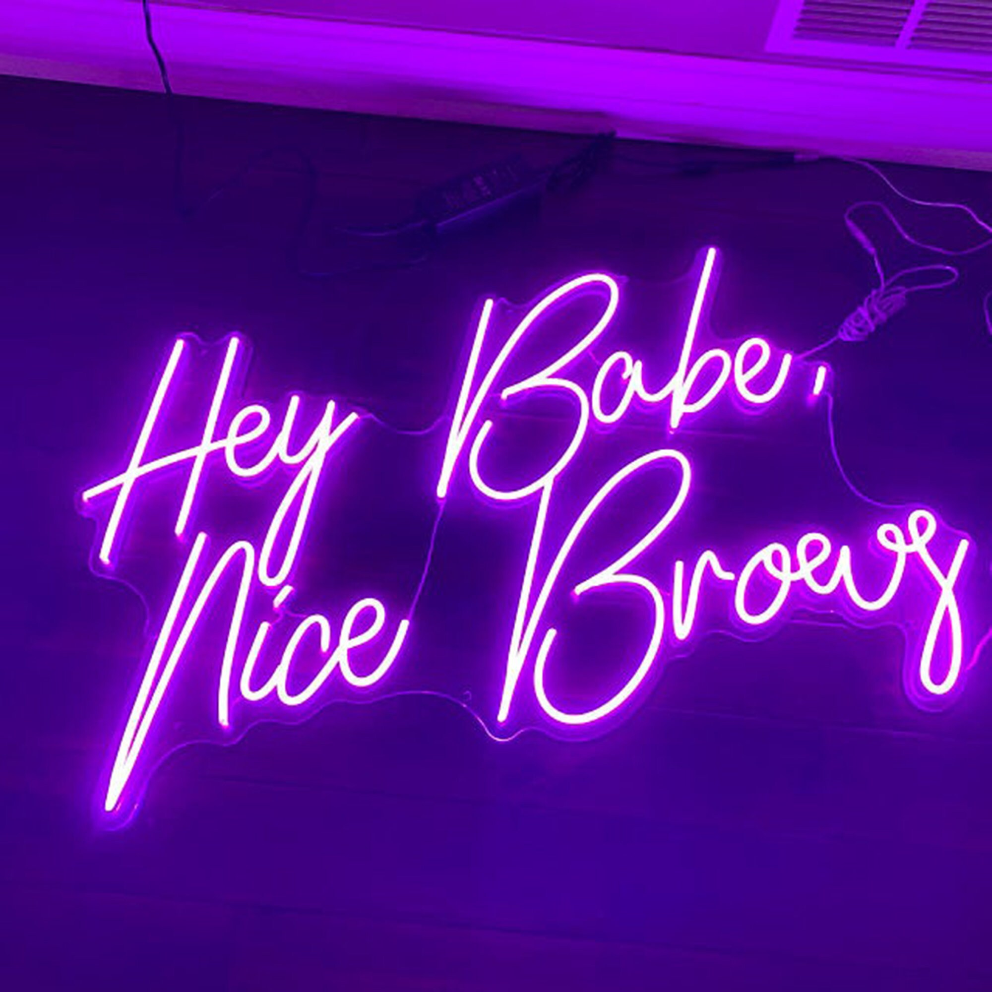 Hey Babe Nice Brows Handmade Neon Sign for Hair Beauty Salon | Etsy