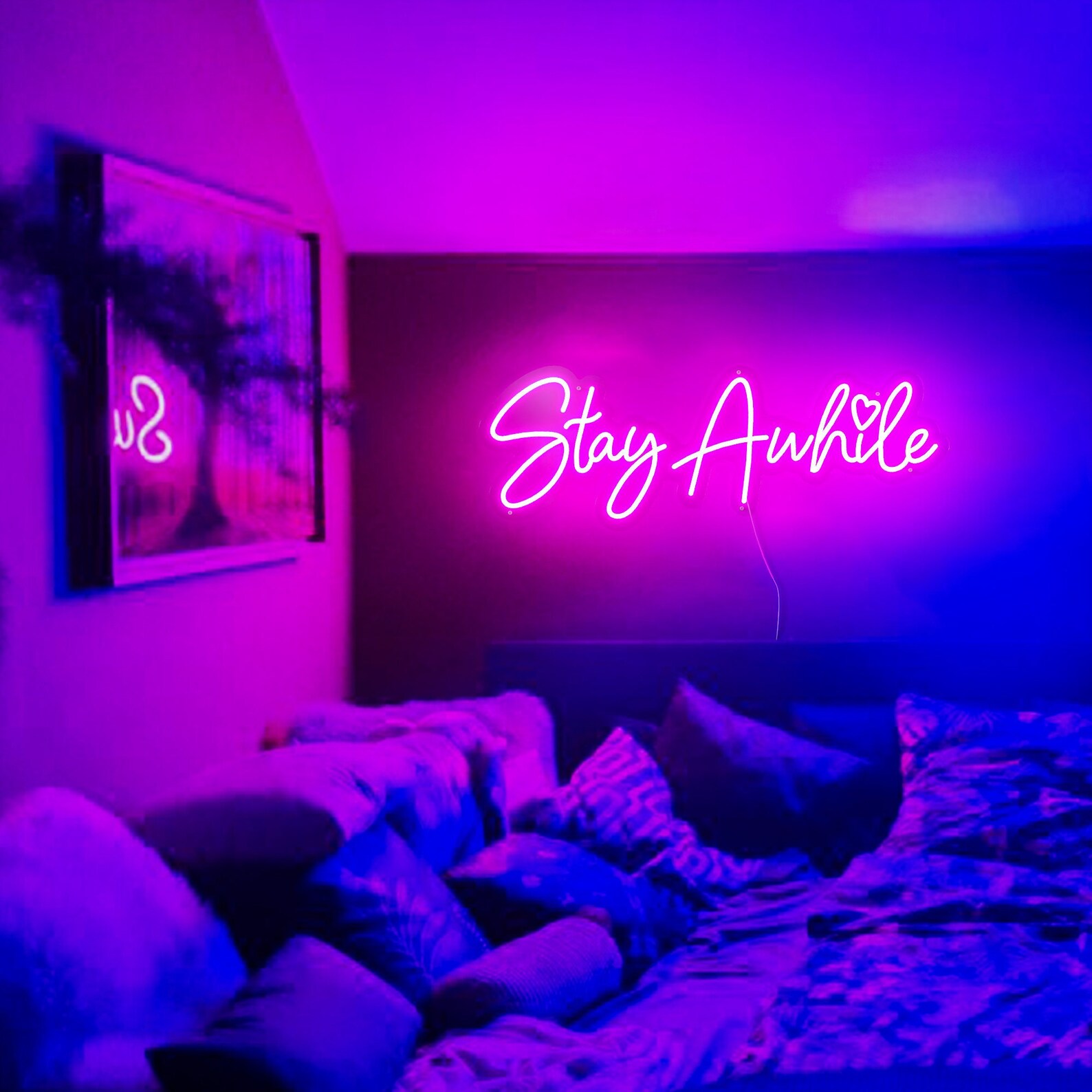 Stay Awhile Custom Neon Sign Handmade Neon Led Sign Neon Light - Etsy
