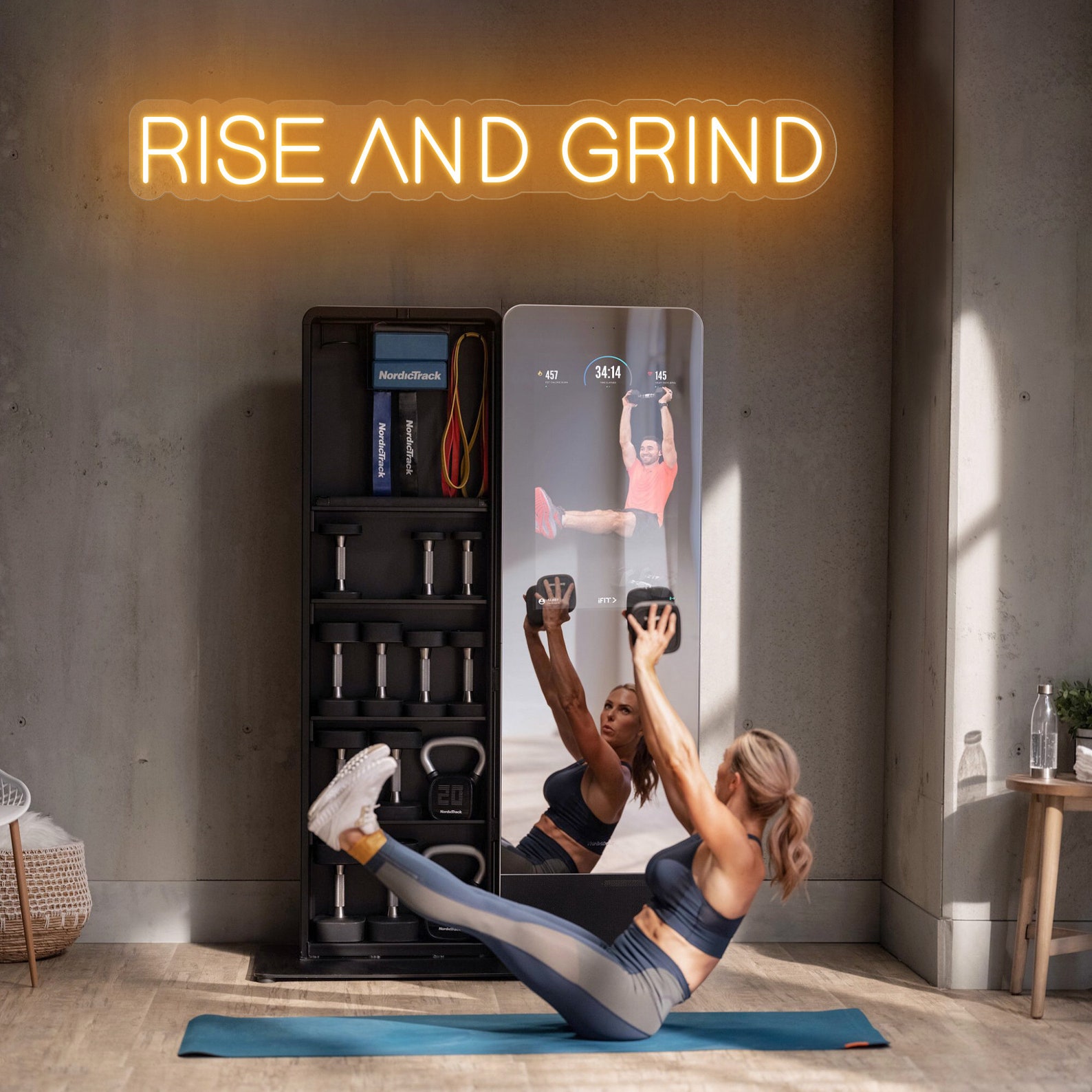 Rise and Grind Custom Neon Sign Salon Studio Office Company Business ...