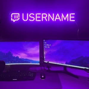 Custom Twitch Username Neon Sign: Gamer Room Decor Light - Etsy