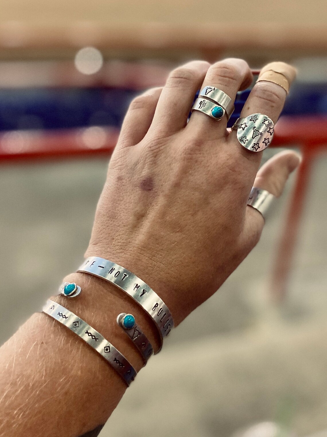 Turquoise Wrap Ring Western Rodeo Steer Cow Skull - Etsy