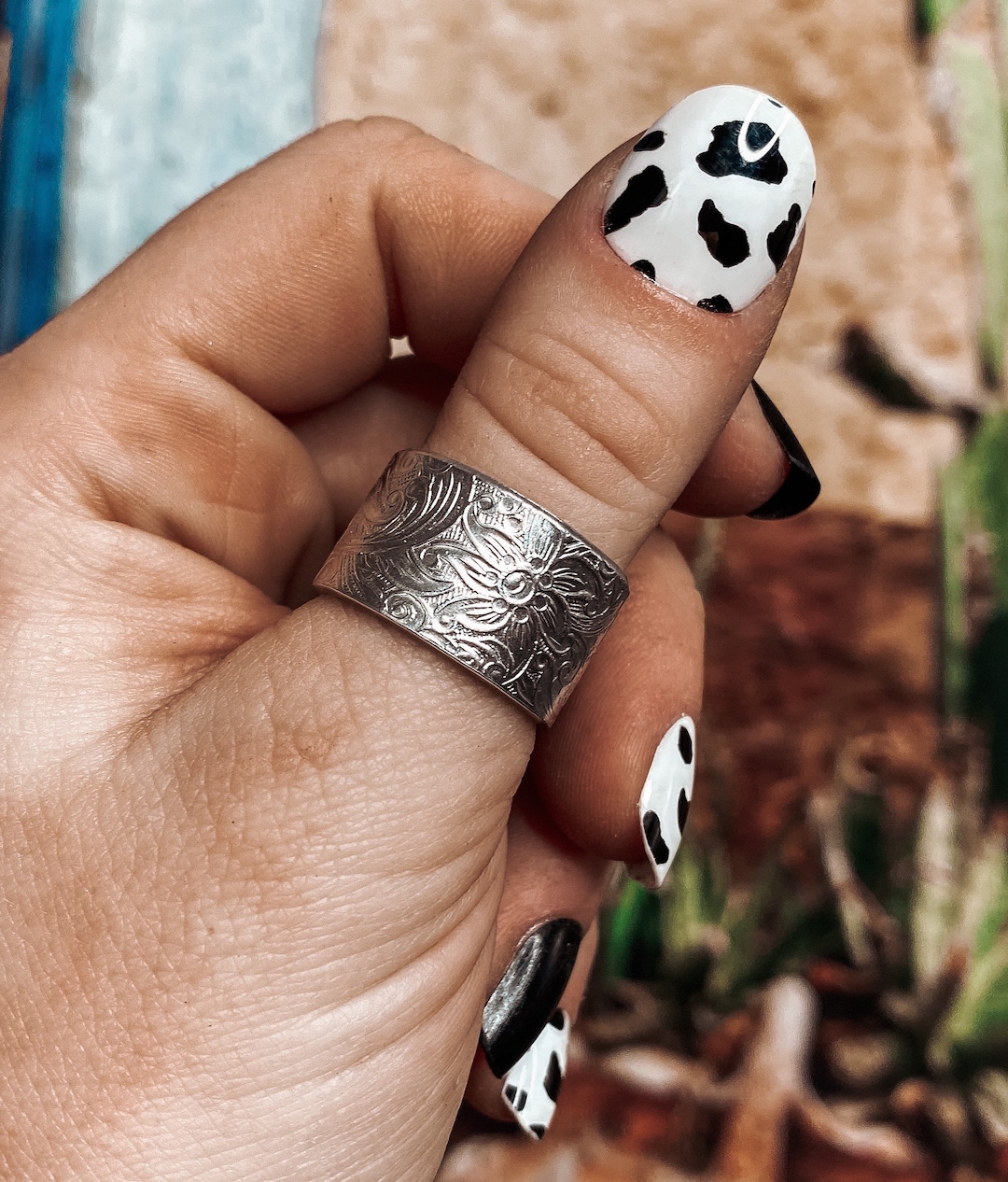 Floral Embossed Statement Ring, Western, Country, Southern, Cowboy ...