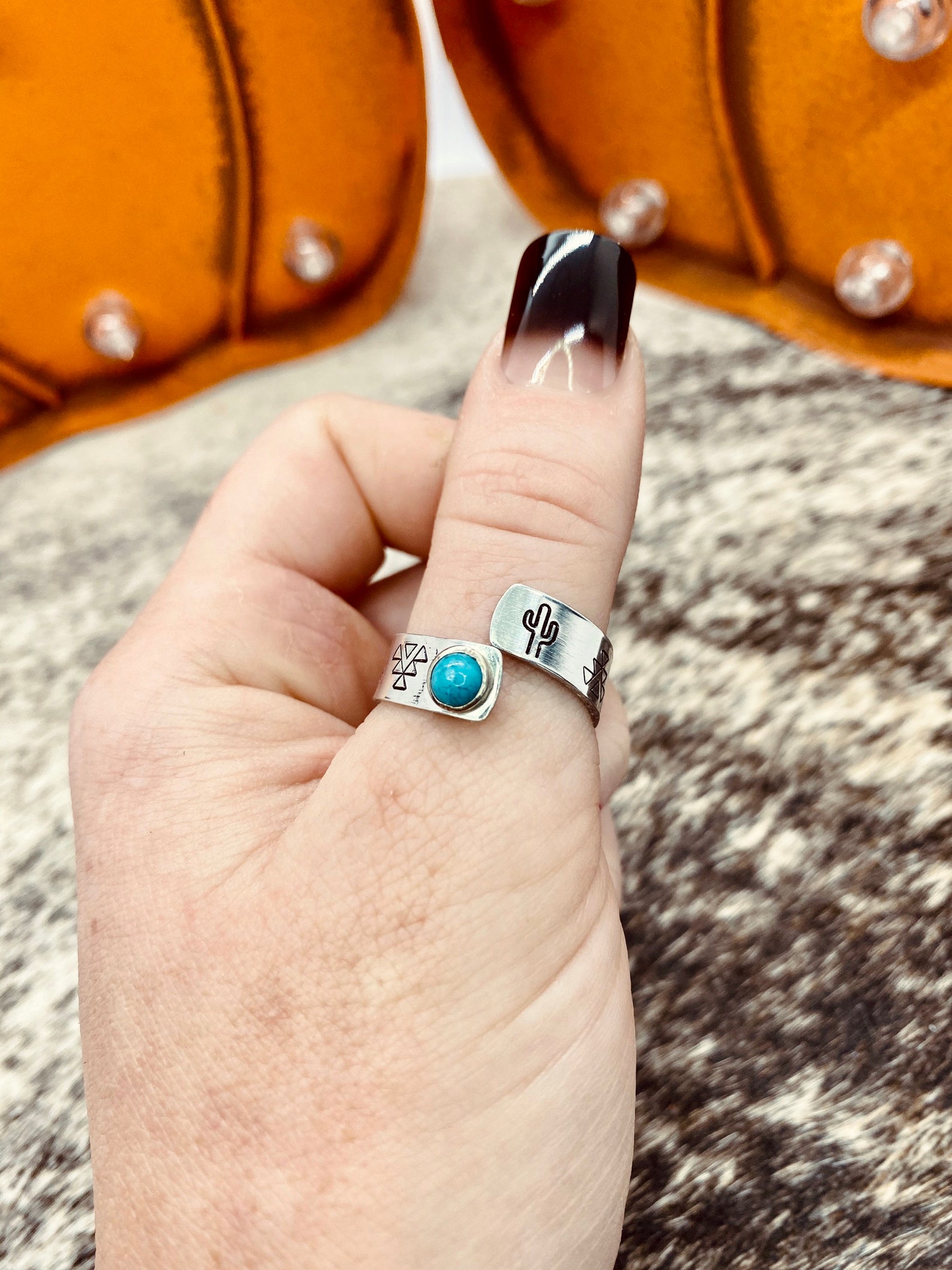 Turquoise Wrap Ring, Cactus, Buffalo, Thunderbird, Sunflower, Steer ...