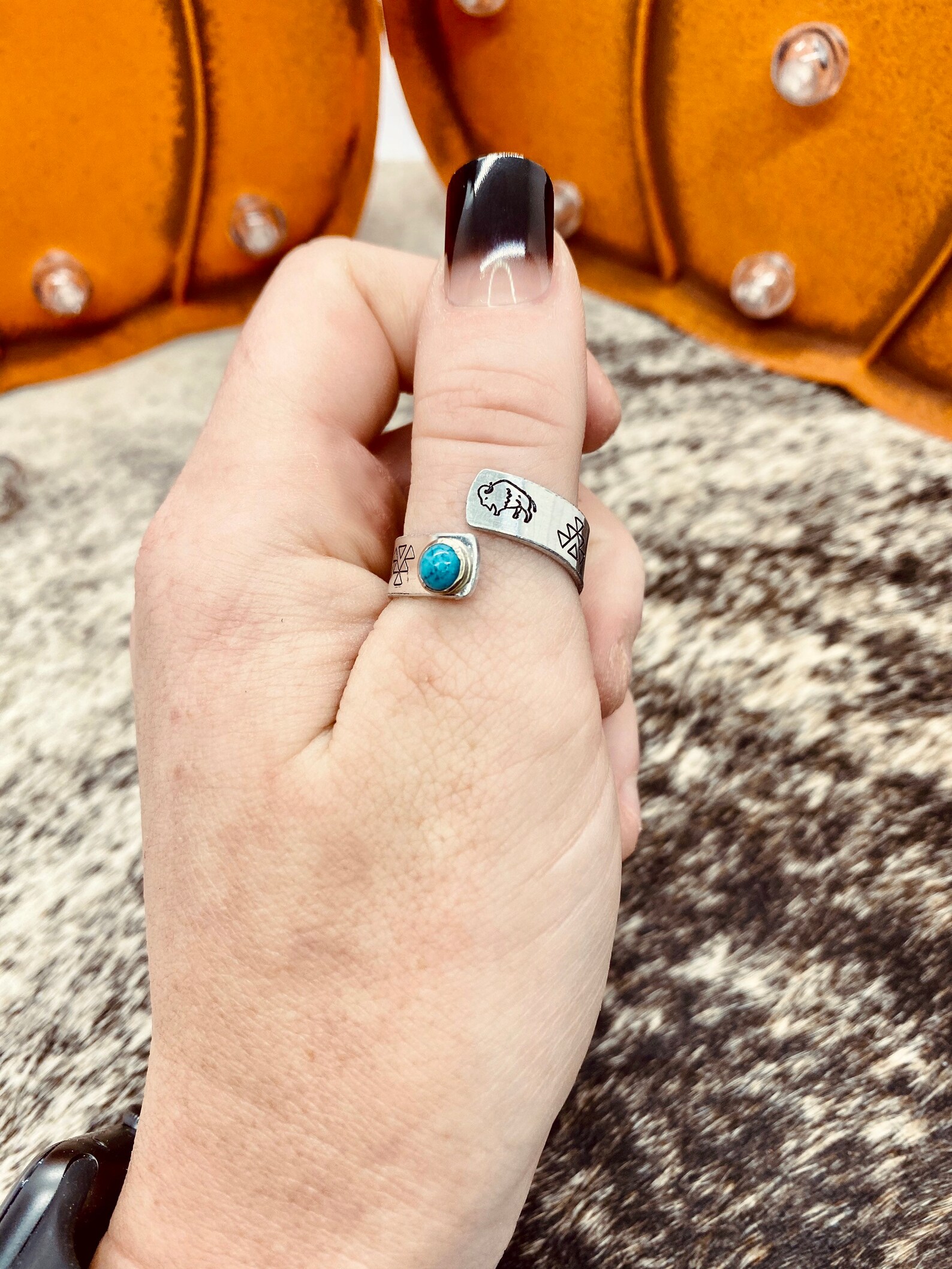 Turquoise Wrap Ring Cactus Buffalo Thunderbird Sunflower | Etsy