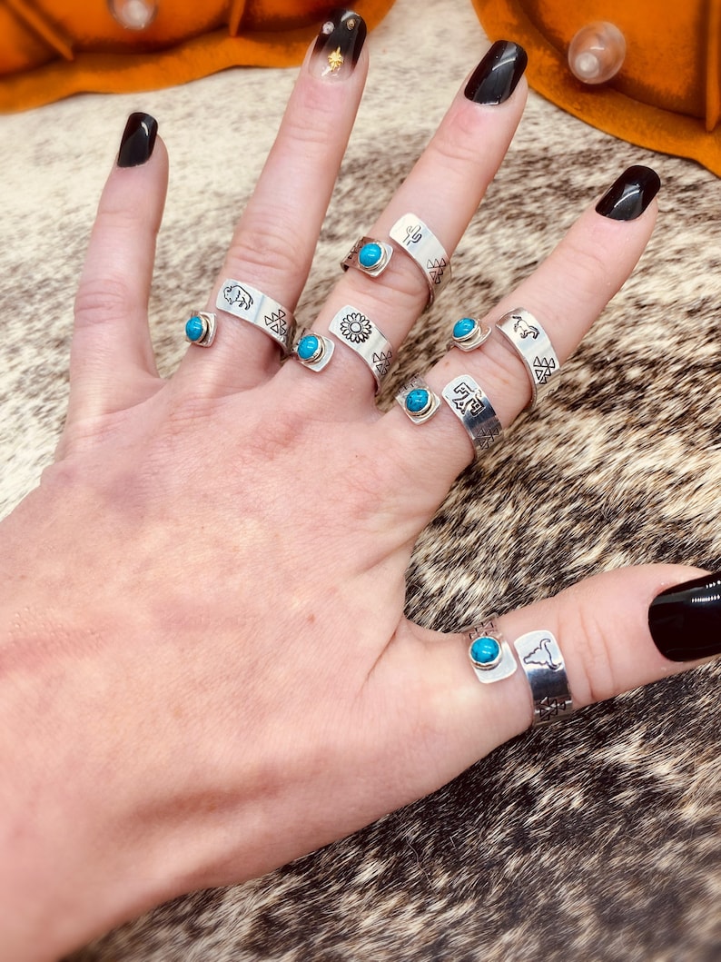 Turquoise Wrap Ring Cactus Buffalo Thunderbird Sunflower - Etsy