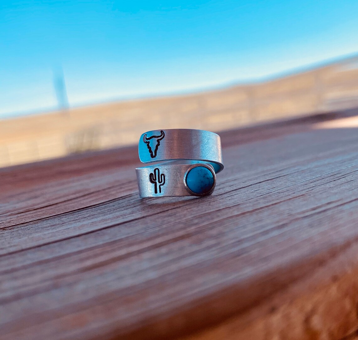 Turquoise Wrap Ring Western Rodeo Steer Cow Skull - Etsy