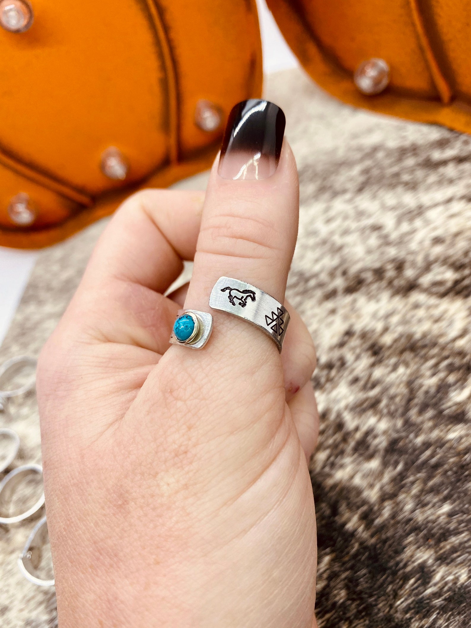 Turquoise Wrap Ring Cactus Buffalo Thunderbird Sunflower | Etsy