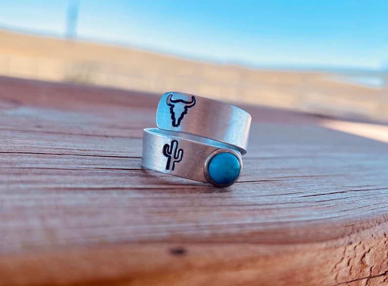 Turquoise Wrap Ring Western Rodeo Steer Cow Skull - Etsy