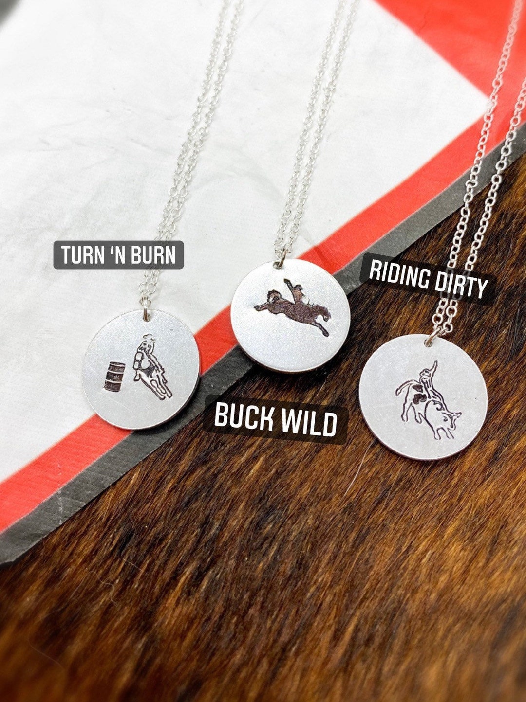 Wild Rodeo Necklace Collection, Bull Rider, Bronc Rider, Barrel Racer ...
