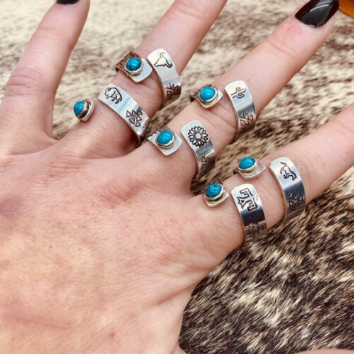 Turquoise Wrap Ring Western Rodeo Steer Cow Skull | Etsy