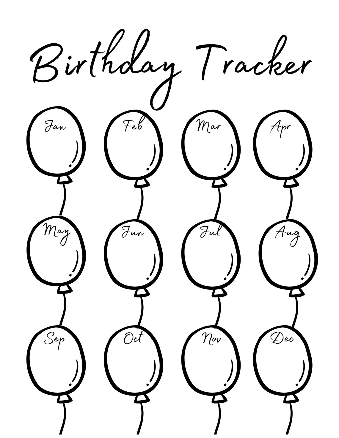 Birthday Tracker, Planner, Printable Birthday Tracker, Birthday Planner ...