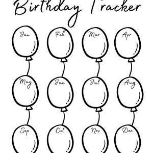 Birthday Tracker, Planner, Printable Birthday Tracker, Birthday Planner ...