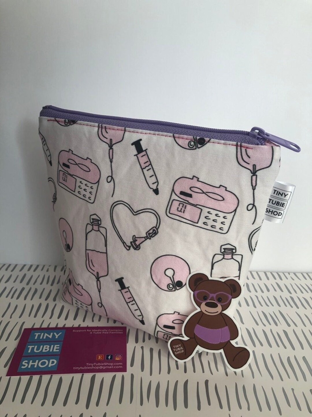 Infinity Feeding Pump Set Tubie Zipper Pouch PINK G Tube/j Tube/ng Tube ...