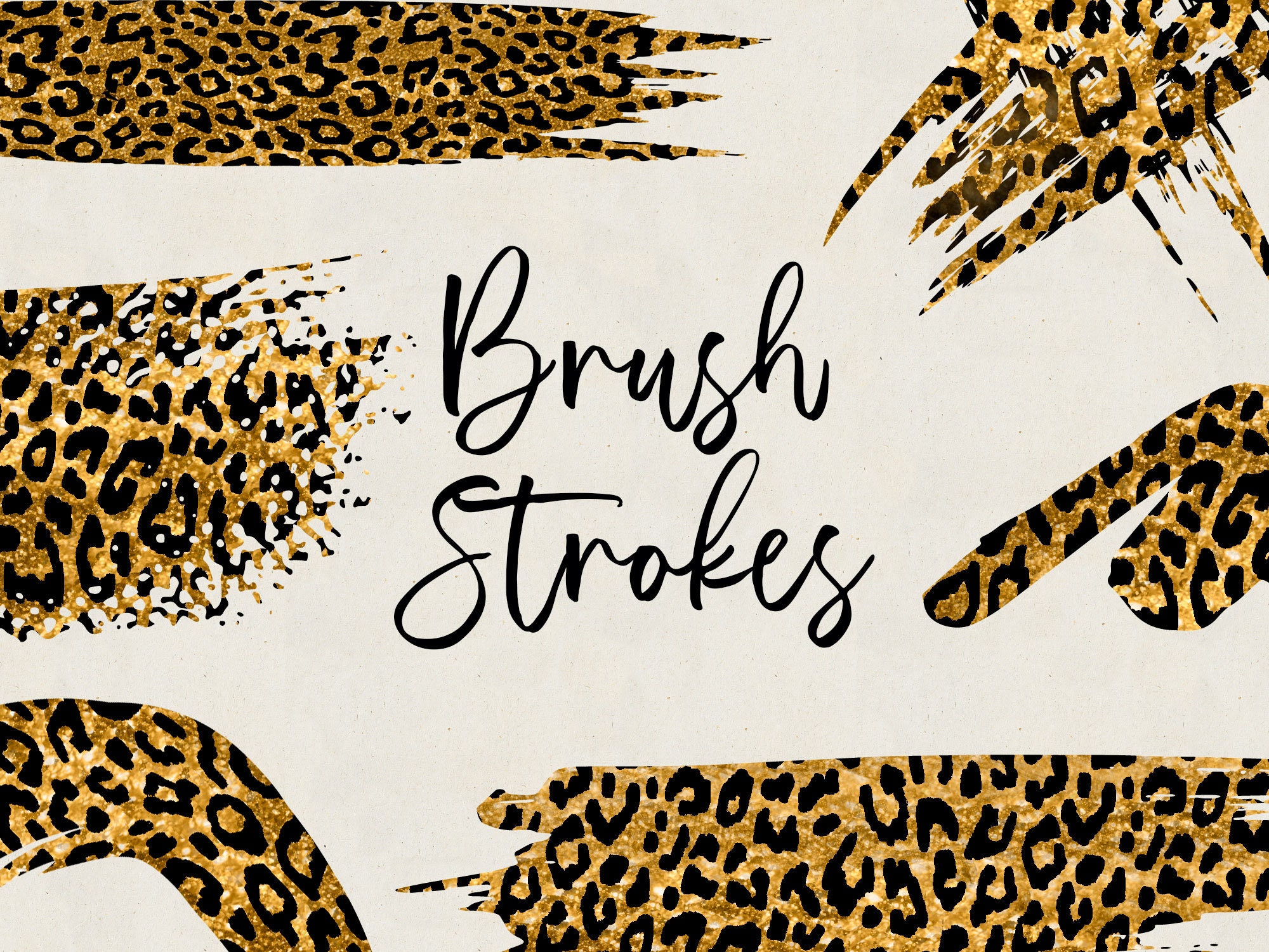 Leopard Brush Strokes Animal Print Clip Art PNG | Etsy