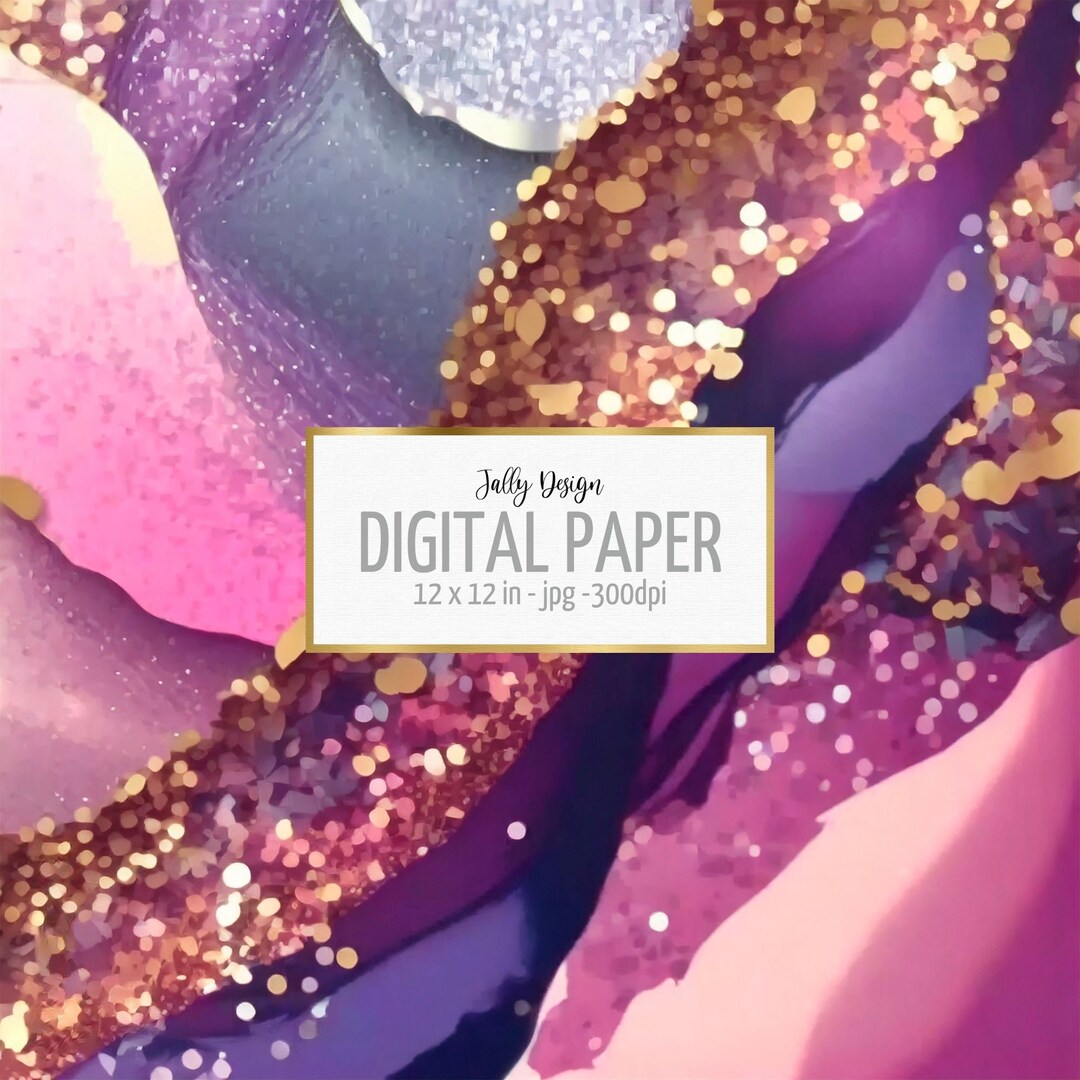 Luxurious Abstract Purple and Pink Alcohol Ink and Agate Digital Paper ...