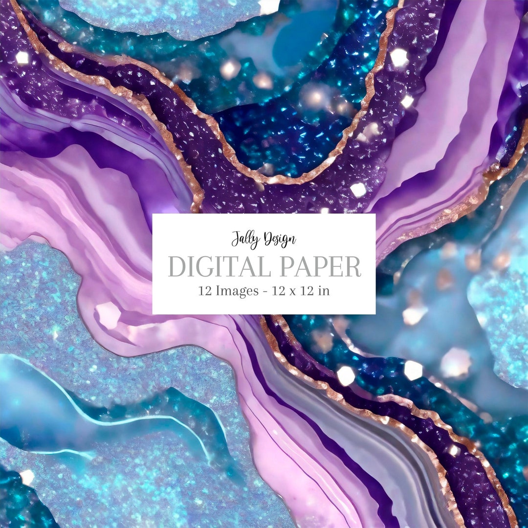 Glamurosa colección de papel digital con tinta de alcohol violeta y ...