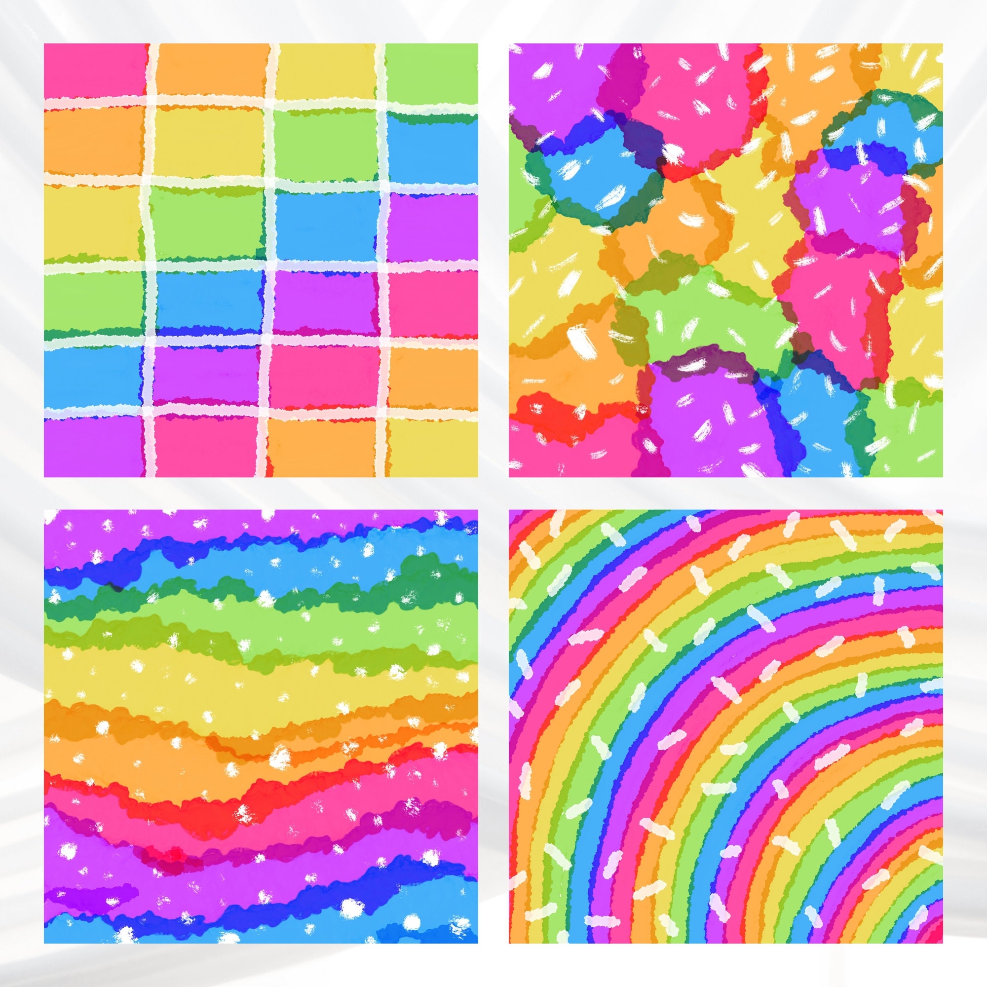 Rainbow Digital Paper Collection. Abstract Colorful Art Backgrounds. - Etsy
