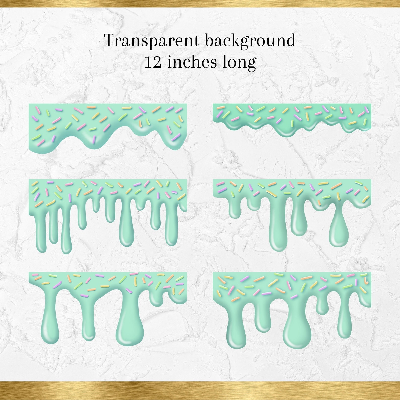 Dripping Borders - Mint Ice Cream With Sprinkles - PNG Clipart - Etsy