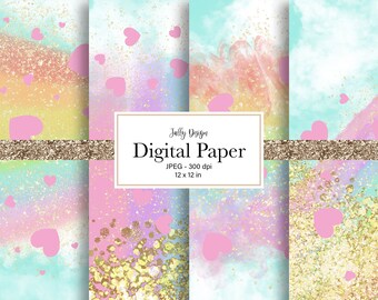 Glitter Rainbow Digital Paper Collection - Etsy