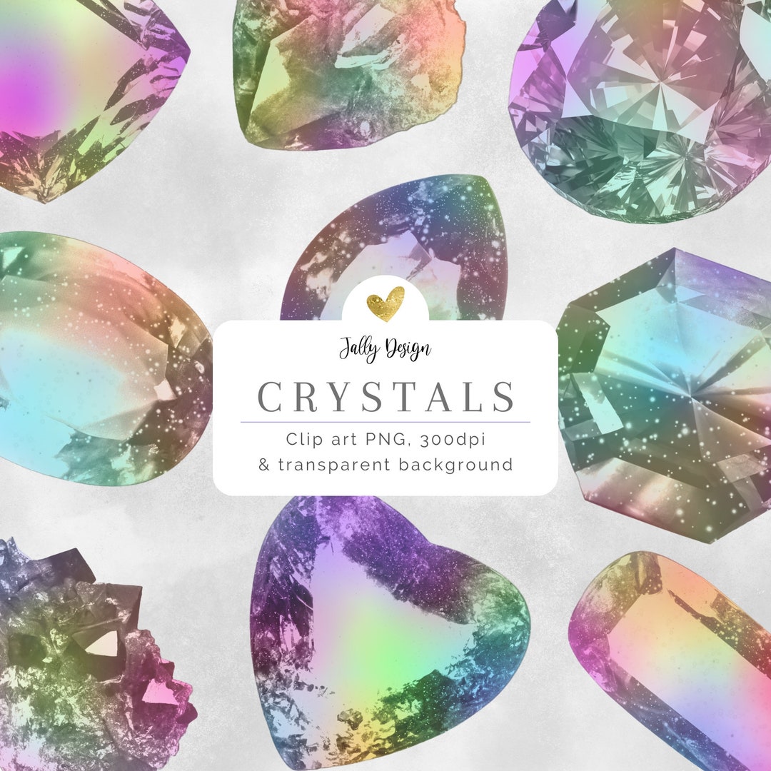 Sparkle Iridescent Rainbow Crystals Clip Art. Precious Gemstones ...
