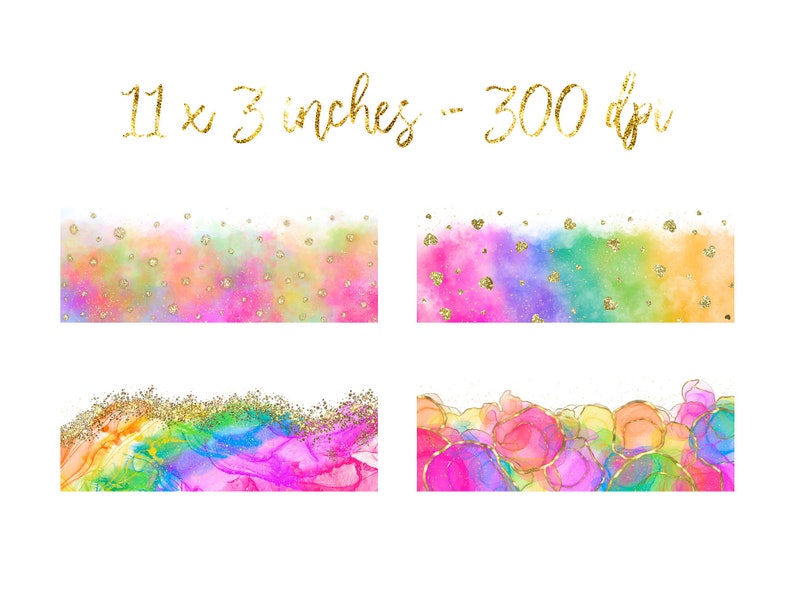 Vivid Rainbow Watercolor Borders PNG - Abstract Frames Clip Art With ...