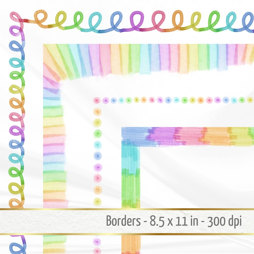 Pastel Rainbow Highlighter Borders Collection - Etsy