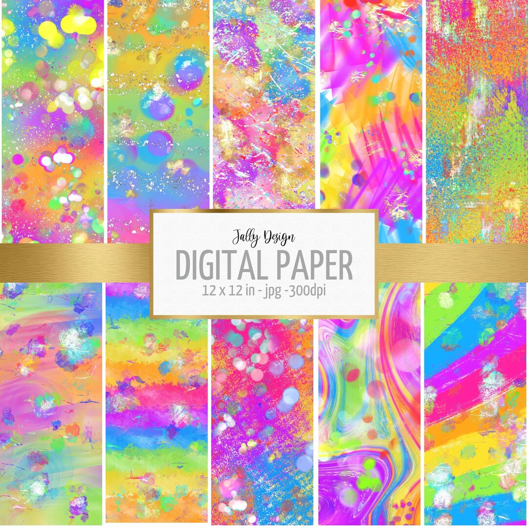 Glittery Rainbow Digital Paper Collection - Etsy