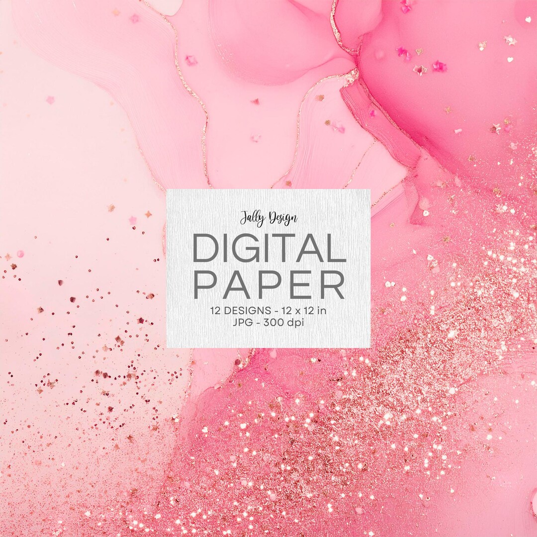 Pink Glitter Alcohol Ink Digital Paper: 12x12 Scrapbook Backgrounds ...