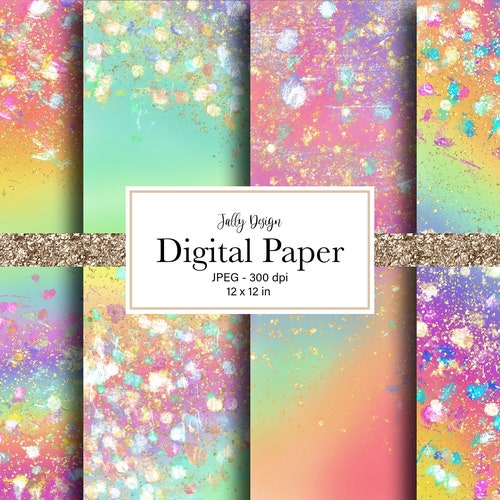 Rainbow and Glitter Dust Digital Paper Collection - Etsy