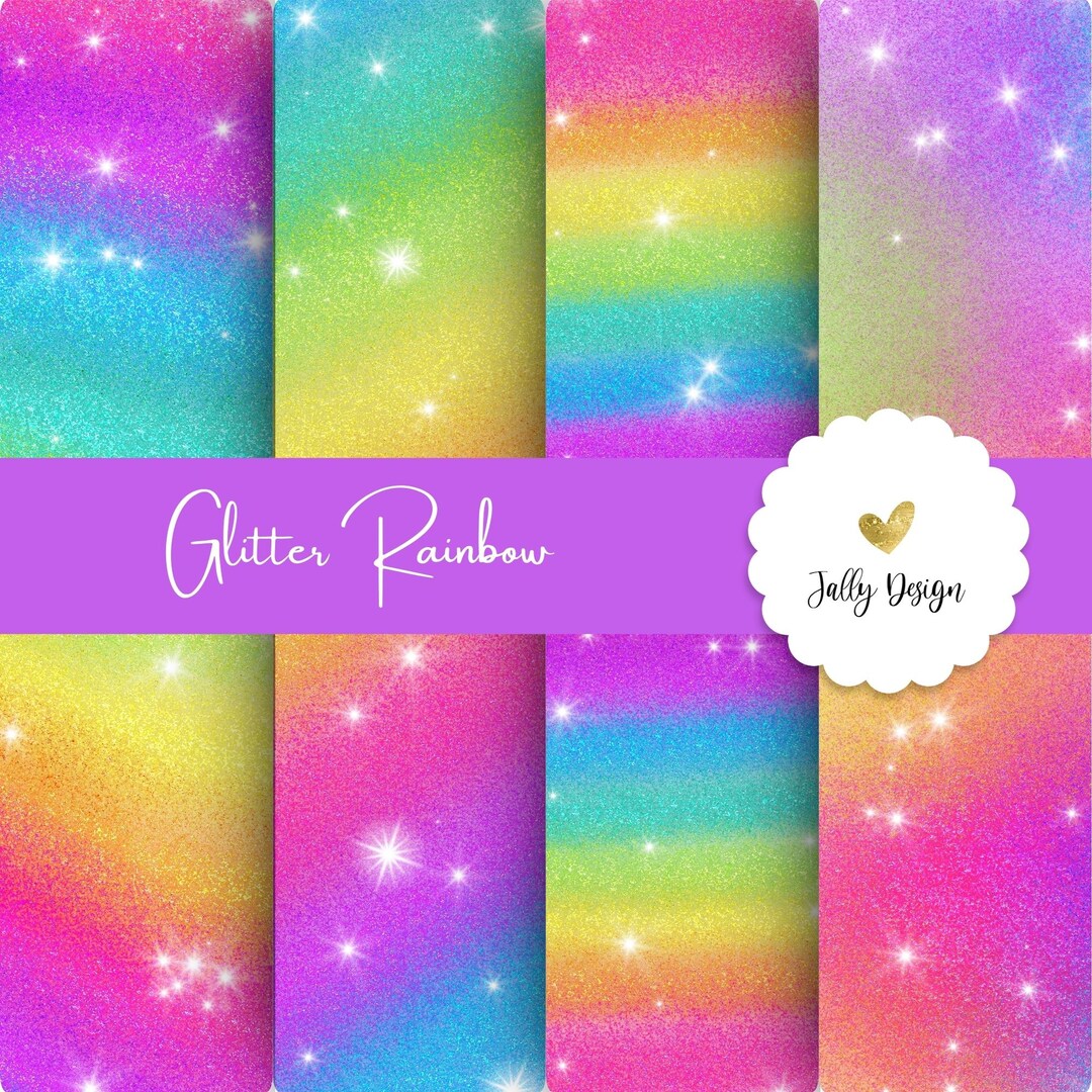 Glitter Rainbow Digital Paper Collection - Etsy