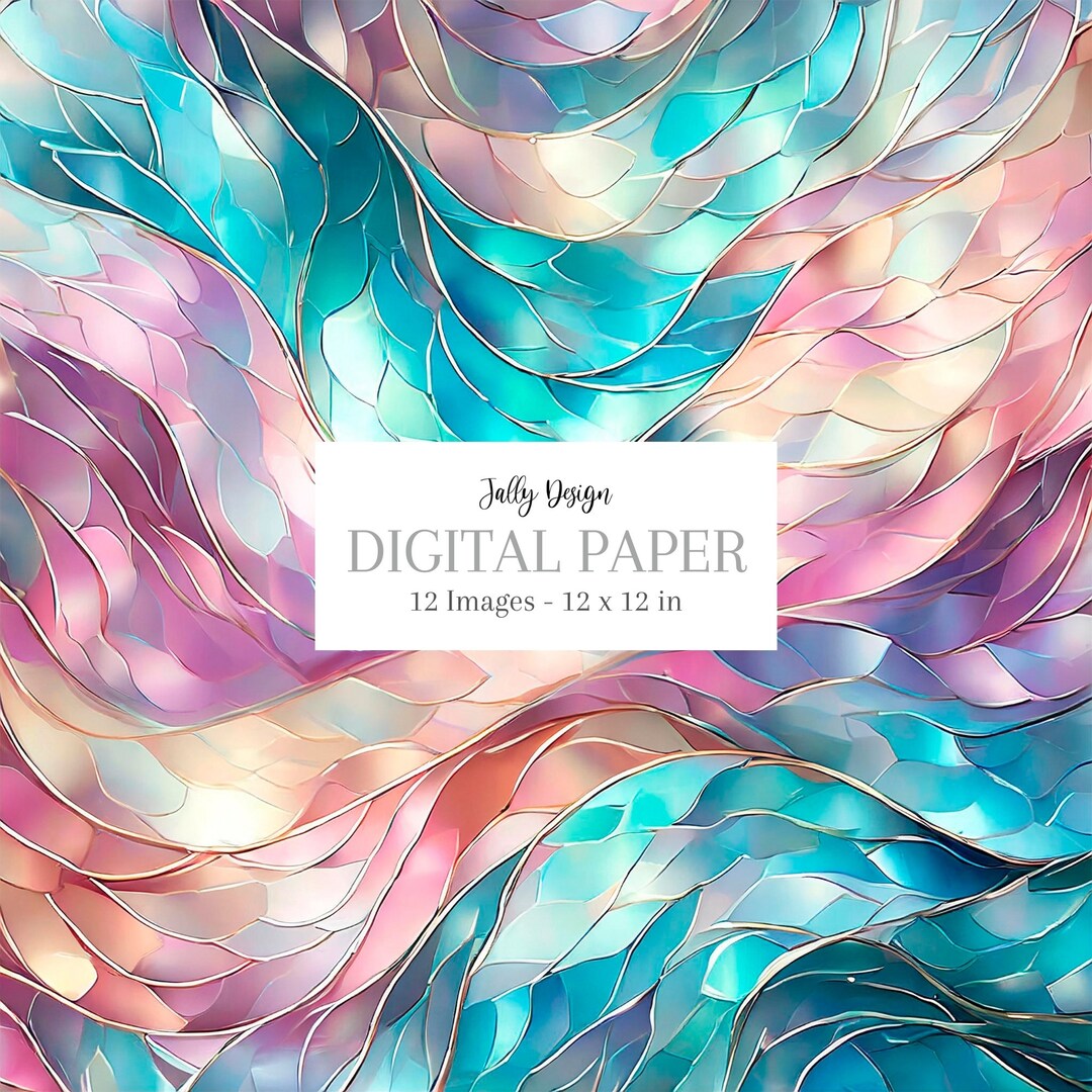 Pearlescent Pastel Mermaid Scales Digital Paper, - Etsy
