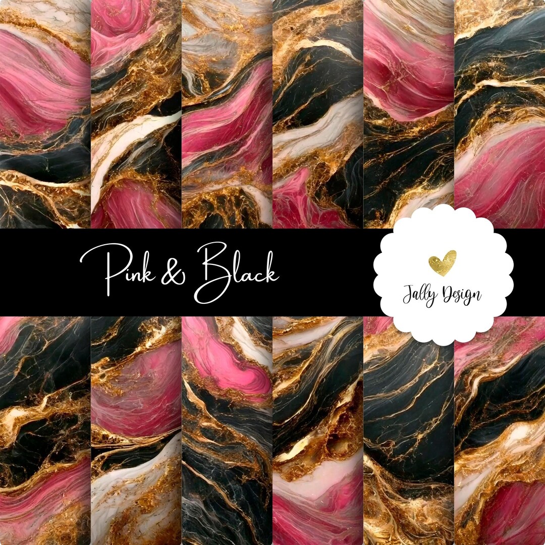 Luxury Black & Pink Alcohol Ink Digital Paper. Elegant Jeweled ...