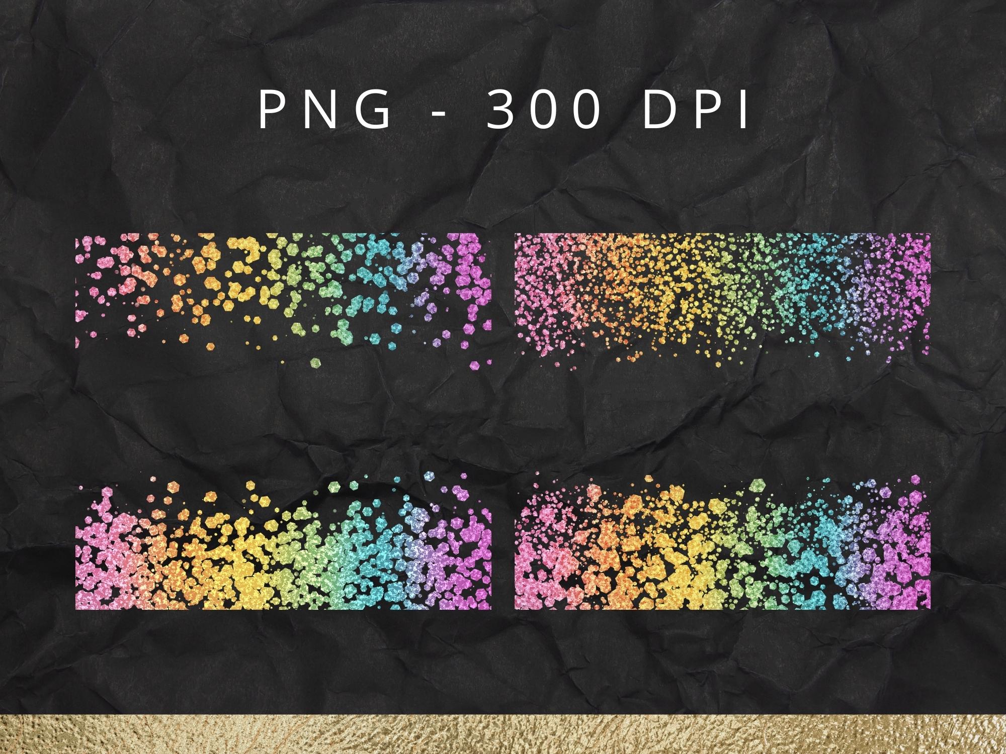 Rainbow Confetti Glitter Borders PNG Clip Art - Shimmering Colorful ...