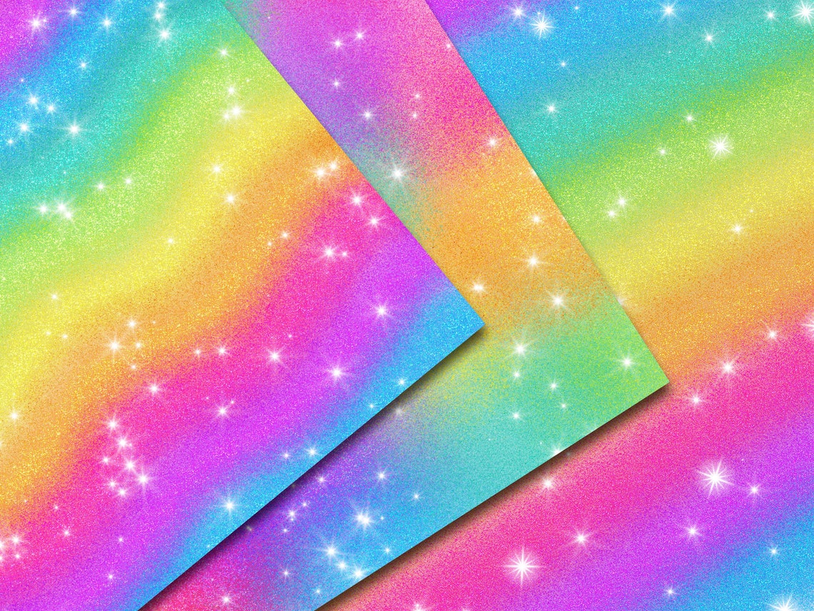 Glitter Rainbow Digital Paper Collection - Etsy