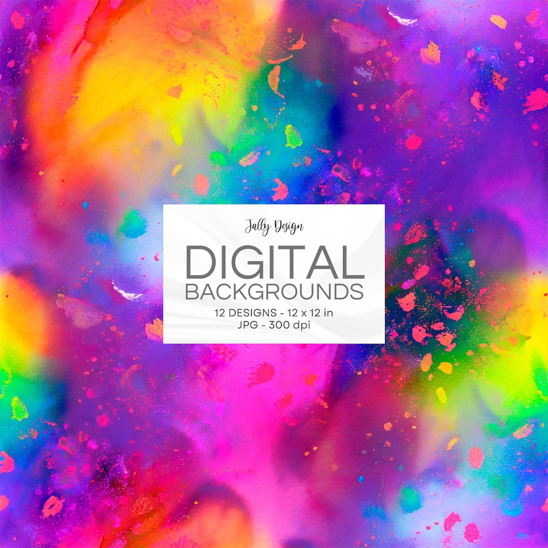 Neon Rainbow Paint Textures, Rainbow Backgrounds, Colorful Digital ...