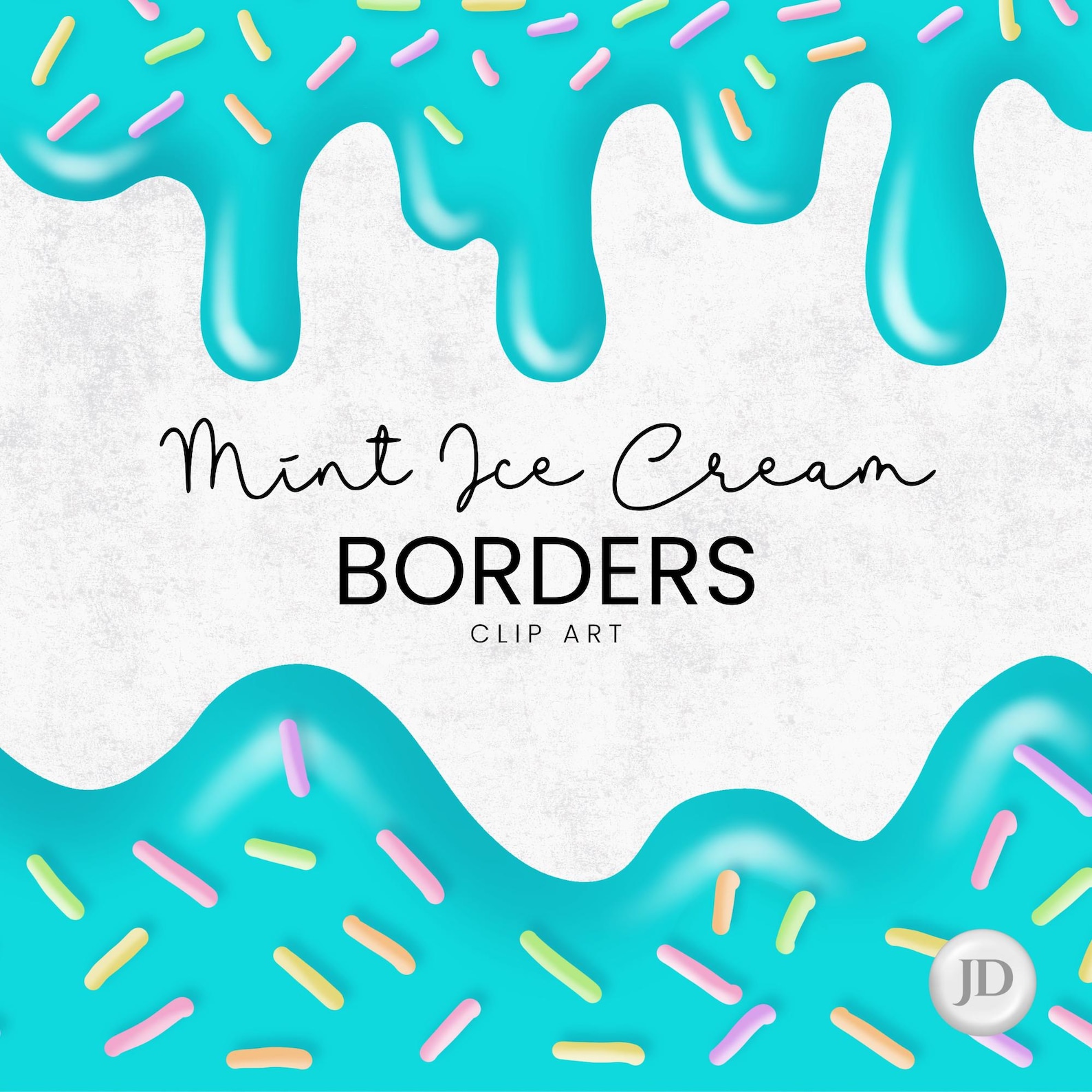 Blue Dripping Ice Cream Borders PNG - Decorative Overlays Clip Art Set ...
