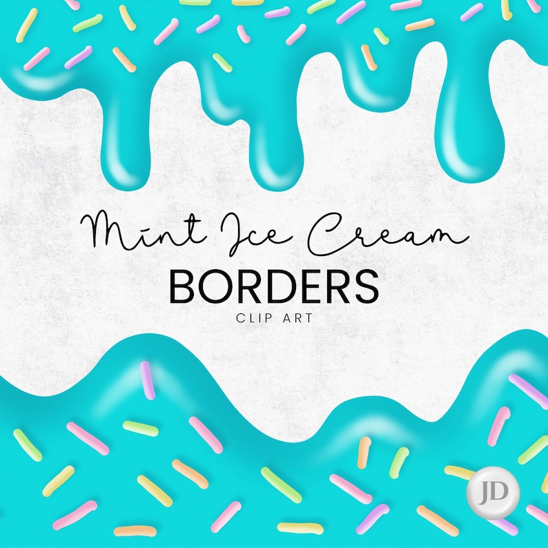 Blue Dripping Ice Cream Borders PNG - Decorative Overlays Clip Art Set ...