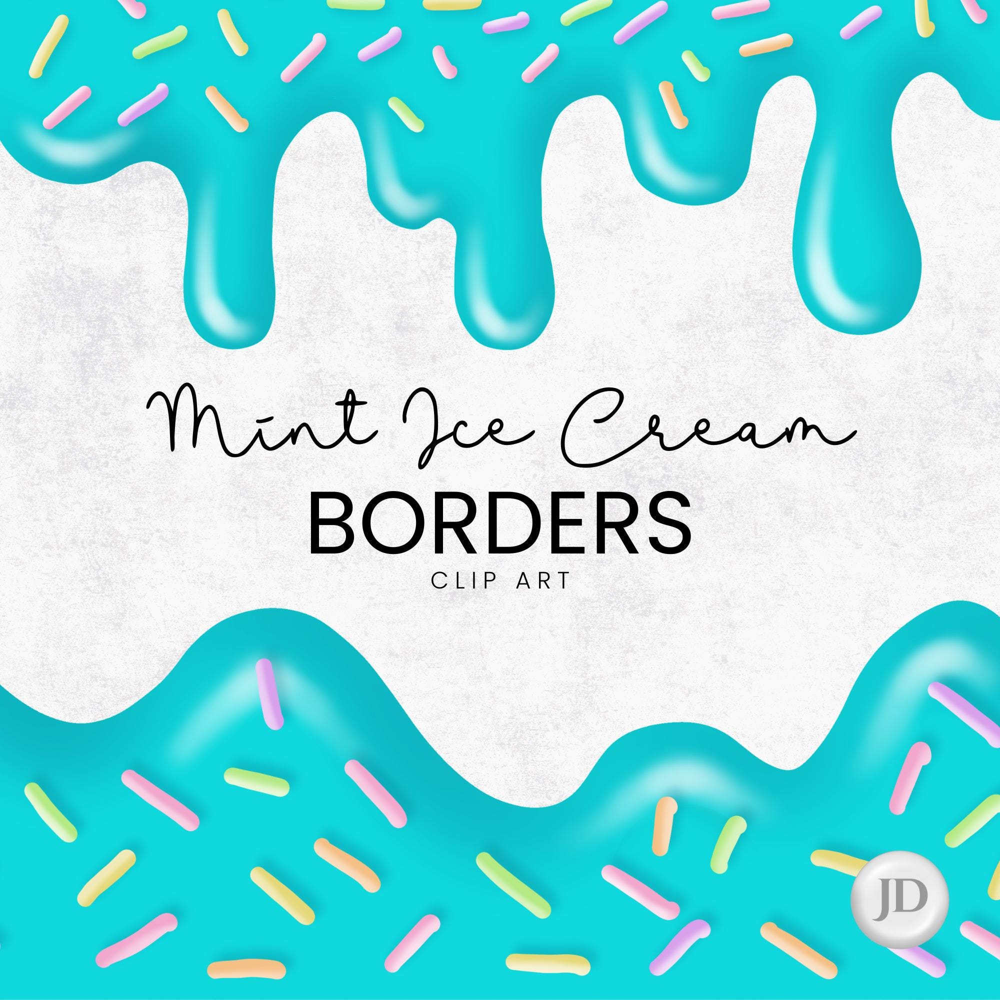Blue Dripping Ice Cream Borders PNG - Decorative Overlays Clip Art Set ...