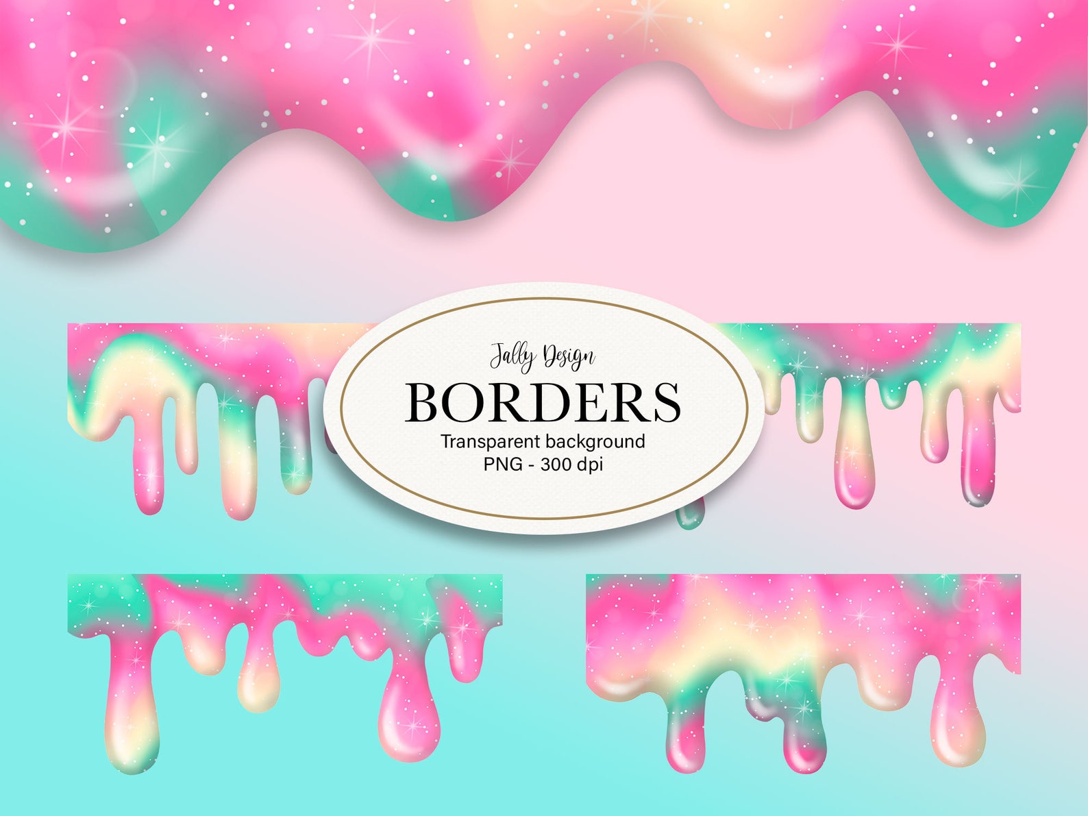 Dripping Ice Cream Borders Clipart Sweet Colorful Galaxy - Etsy