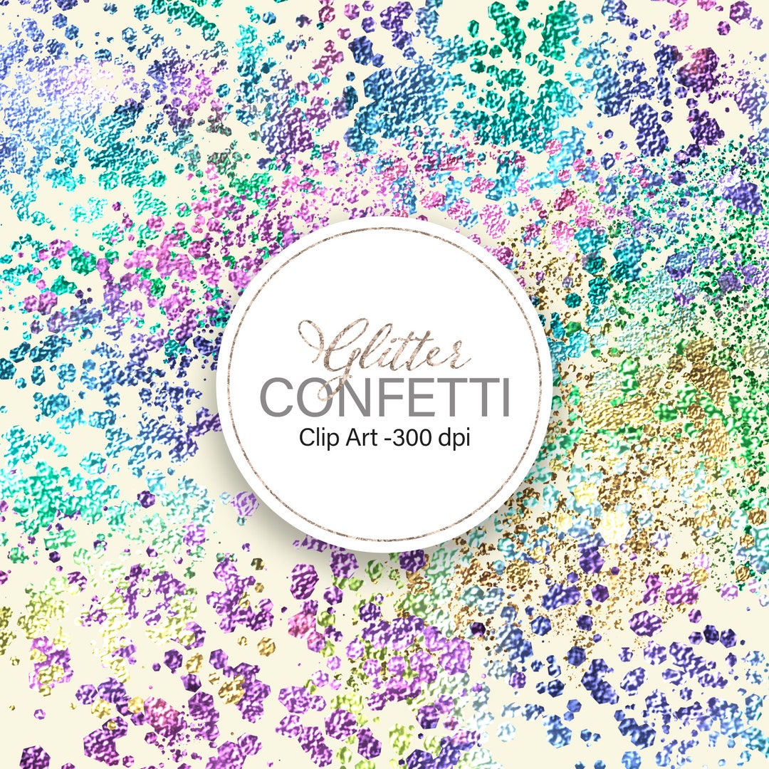 Pastel Rainbow Glitter Confetti Clip Art. Shiny Colorful Crystals ...