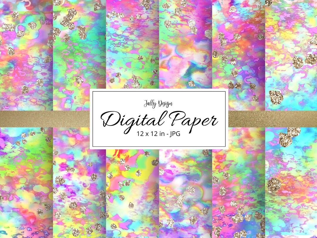 Neon Holographic Digital Paper Collection - Etsy