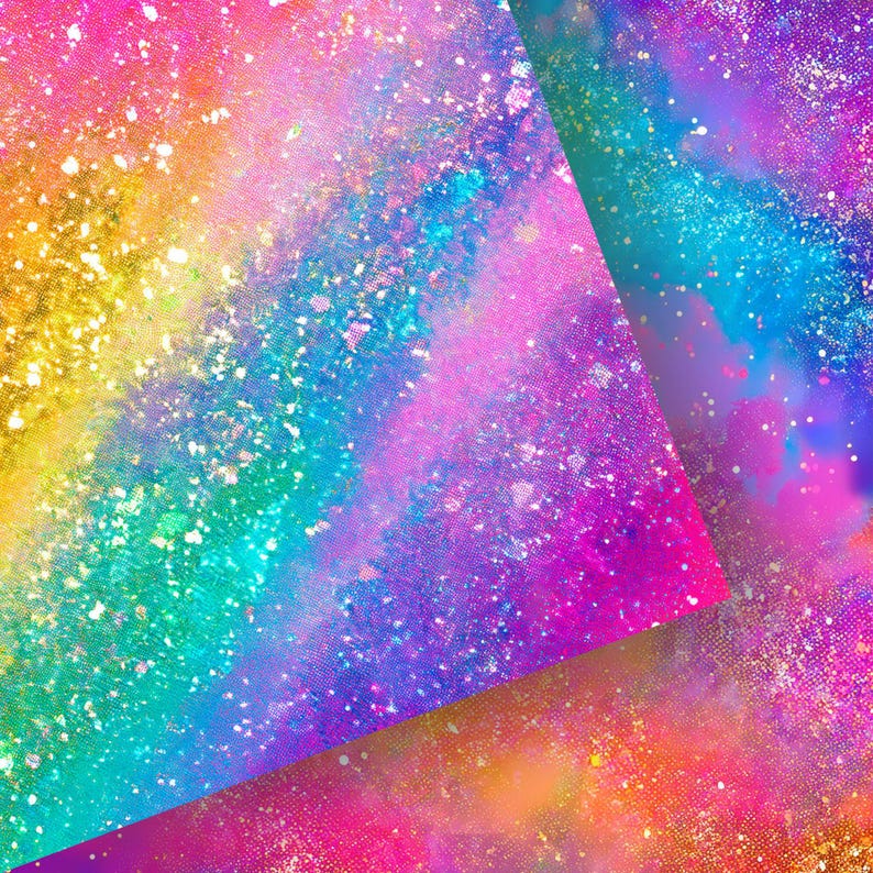 Vibrant Rainbow Glitter Textures, Rainbow Digital Paper, Glam ...