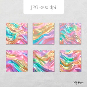 Pastel Rainbow, Metallic Foil Texture Backgrounds. Digital Paper ...