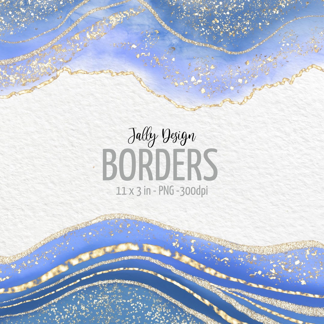 Watercolor Pastel Blue Border Clipart. Blue Agate Elegant Borders ...
