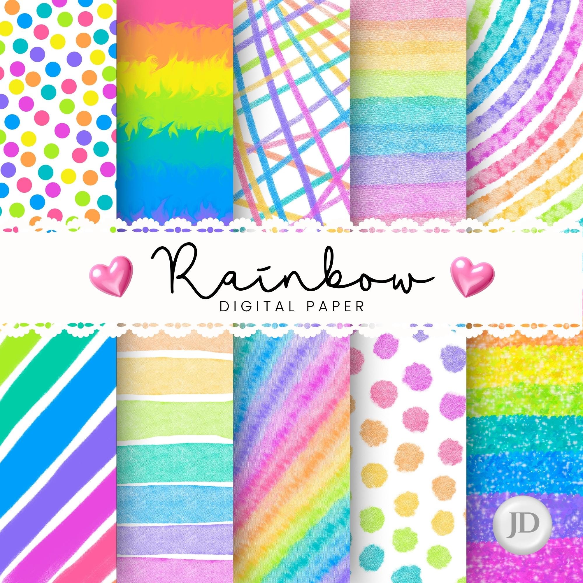 Vivid rainbow Digital Paper - Etsy