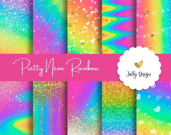 Pastel Rainbow, Metallic Foil Texture Backgrounds. Digital Paper ...