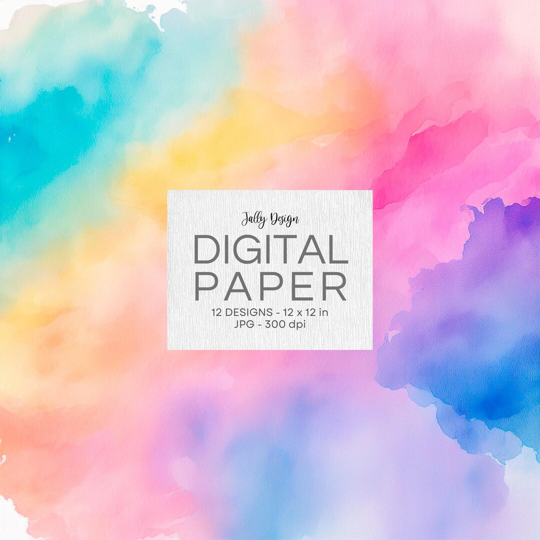 Watercolor Rainbow Smudges Printable Digital Paper Collection - Etsy